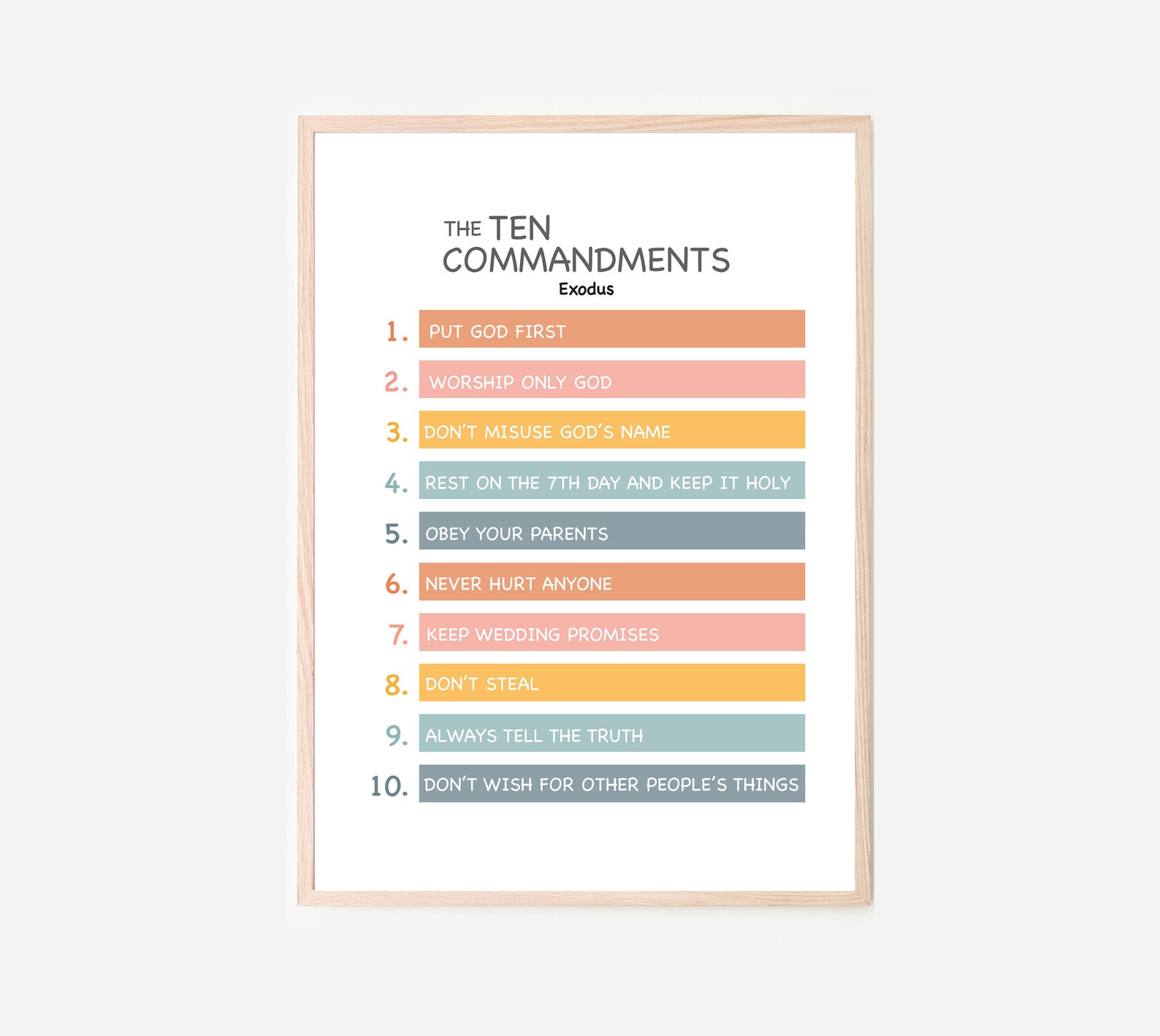 10 Commandments Kids Scripture Poster Church Sunday School Decor ...
