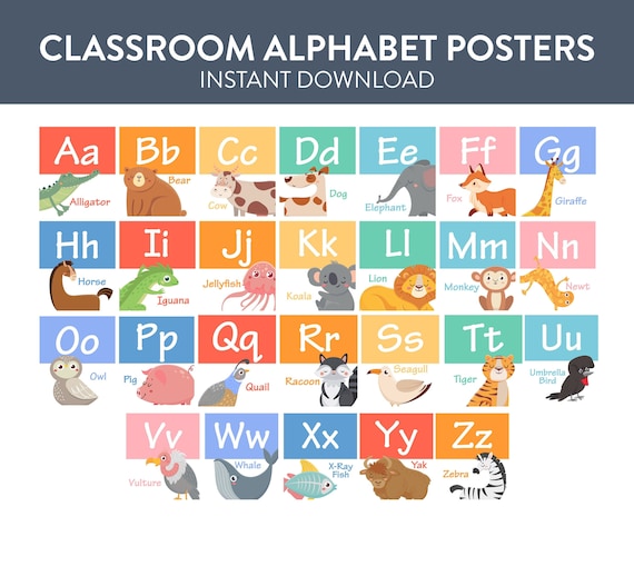 Alphabet Posters for Classroom Homeschool Pre-school - Etsy