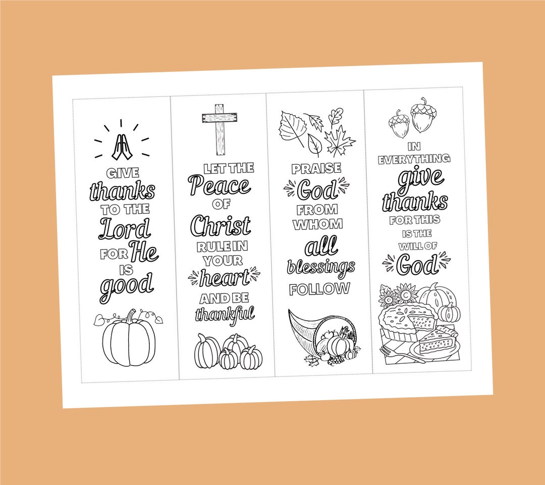 Thanksgiving Coloring Pages Kids Scripture Printable Bookmarks Church ...