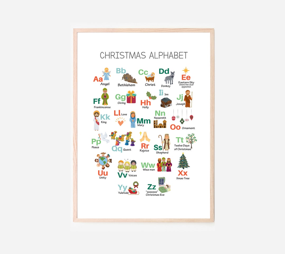 Christmas Kids Bible Alphabet, Nativity, Scripture Posters, Church ...