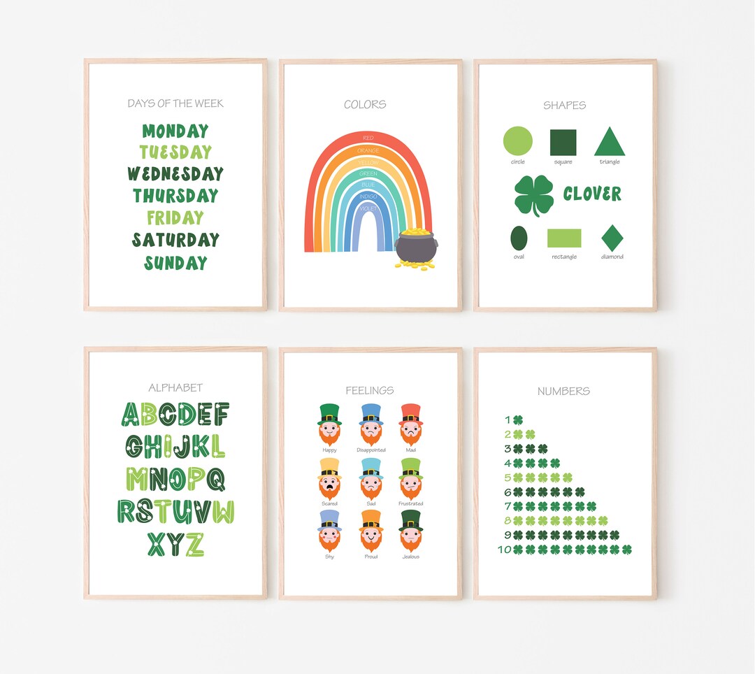 St Patrick's Day Kids Wall Room Decor Educational Prints Posters ...