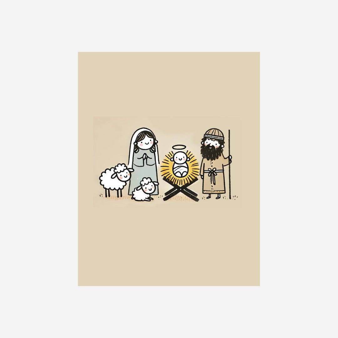 Christmas Nativity Jesus Manger Kids Whimsical Wall Art Scripture ...