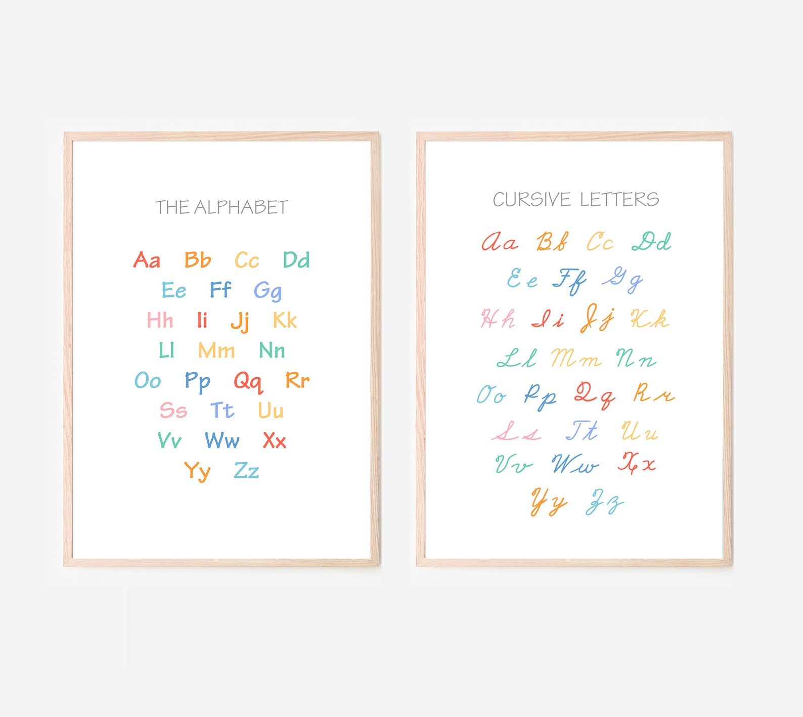 Cursive Writing Alphabet Posters Kids Wall Art Room Decor | Etsy