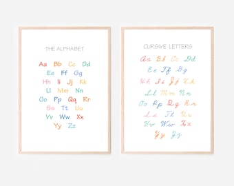 Cursive & Alphabet Posters – Educational Kids Wall Art (digital ...