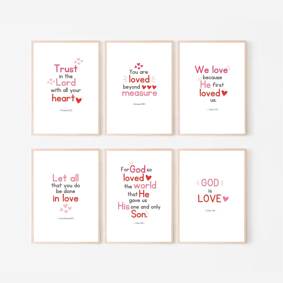 Valentine's Day Kids Bible Verse Wall Art Scripture Poster Church ...