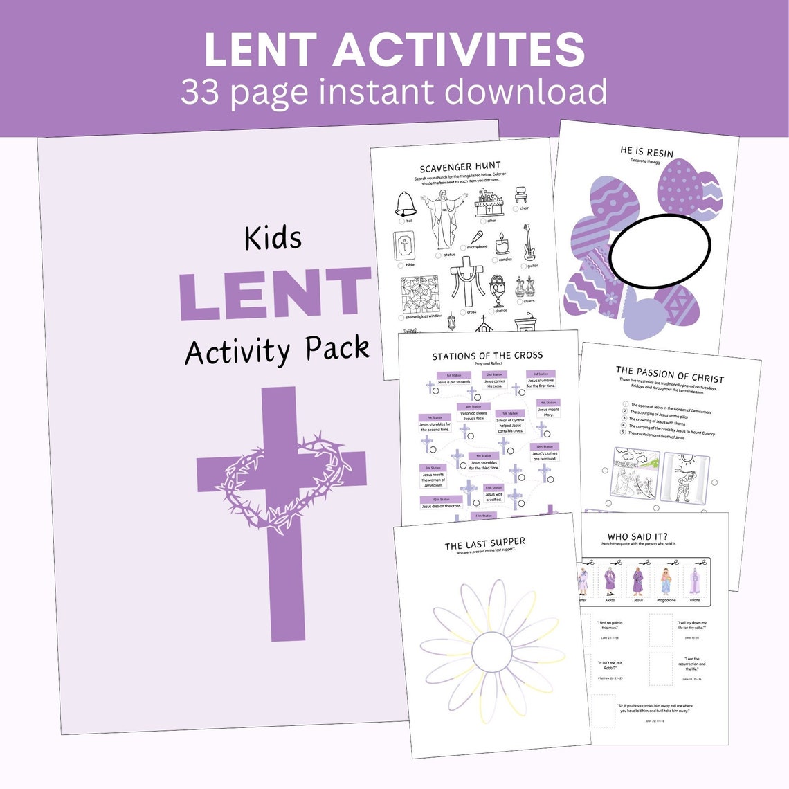 Kids Lent Activities Classroom Resources Worksheets Games Sunday School ...