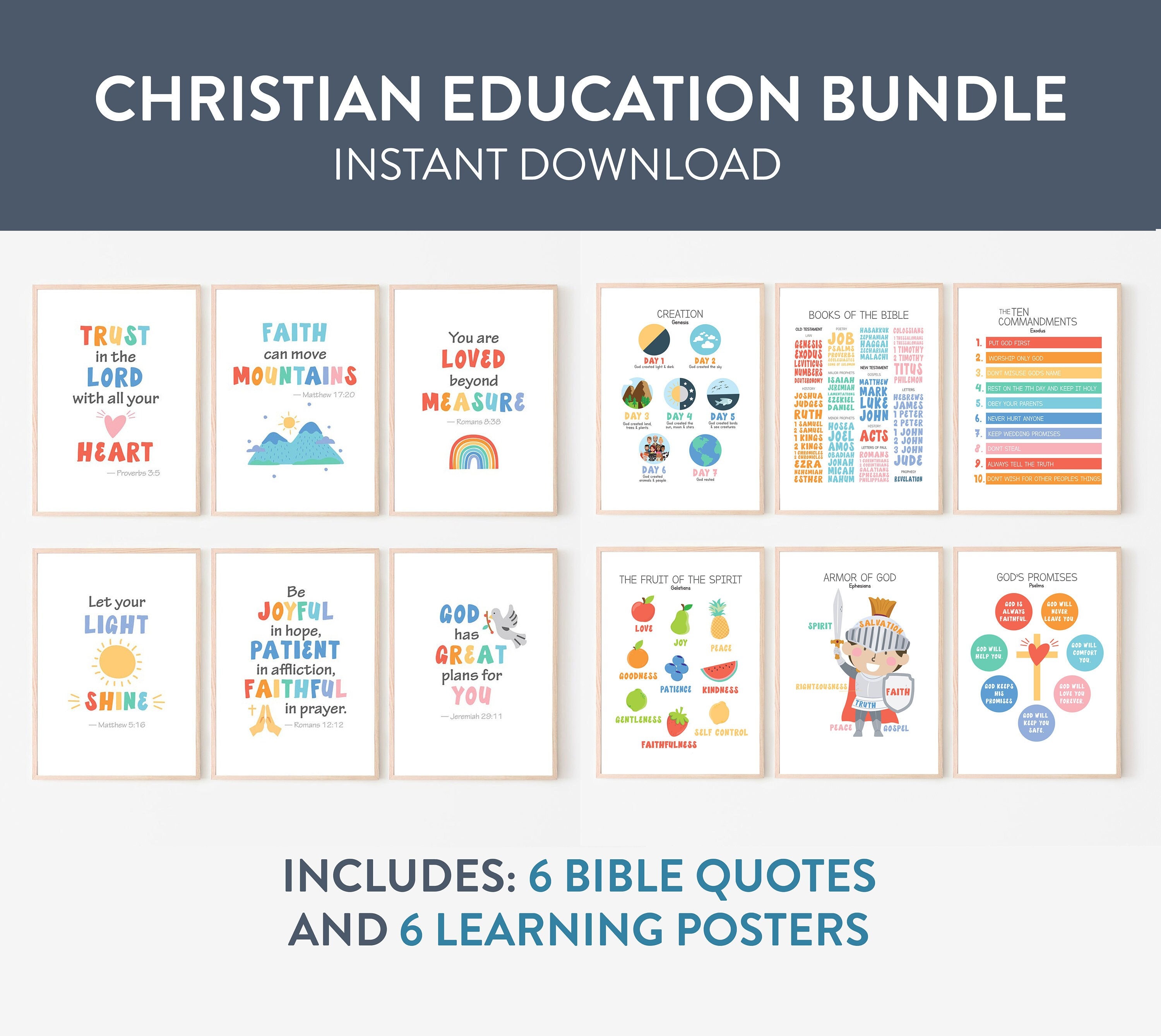 Bundle Kids Bible Verse Wall Art Scripture & Learning | Etsy