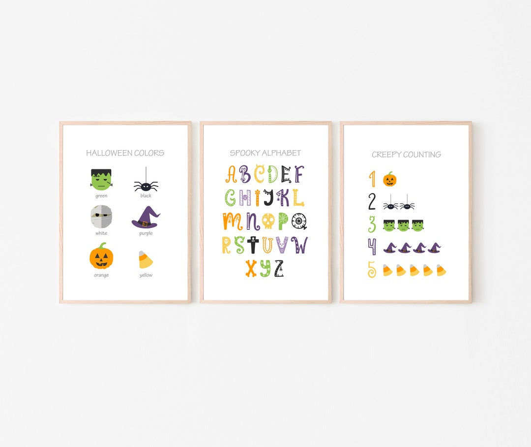 Halloween Fall Kids Wall Art Decor, Educational Posters, Playroom ...