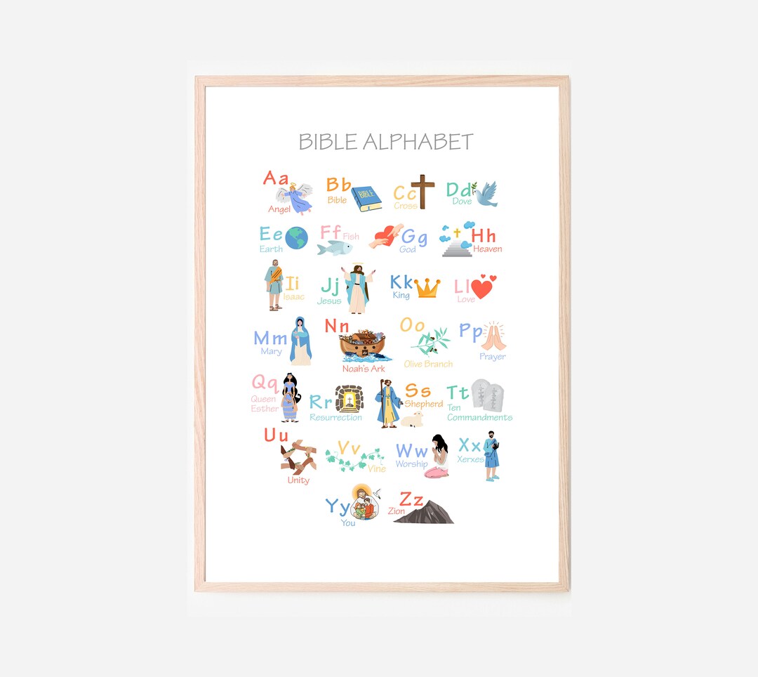 Kids Bible Alphabet, Wall Art, Scripture Posters, Church, Sunday School ...