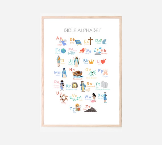 Kids Bible Alphabet Wall Art Scripture Posters Church - Etsy