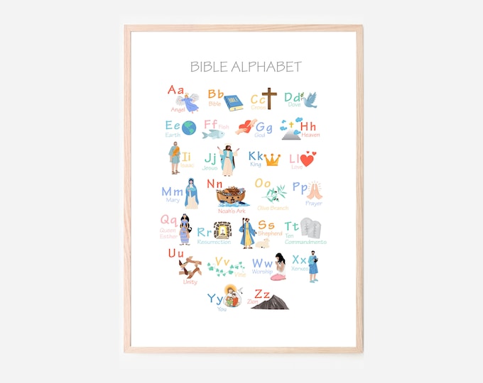 Kids Bible Alphabet, Wall Art, Scripture Posters, Church, Sunday School ...