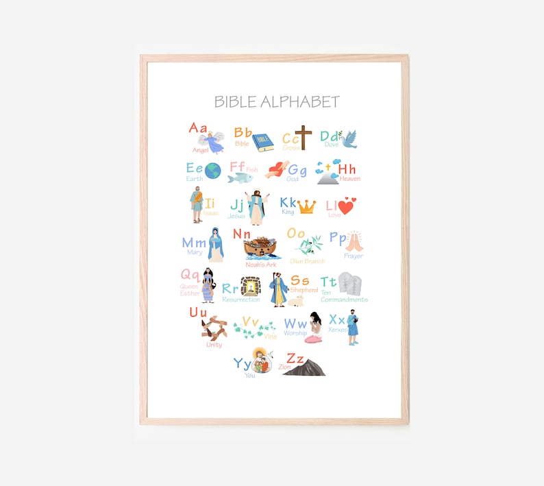 Kids Bible Alphabet, Wall Art, Scripture Posters, Church, Sunday School ...