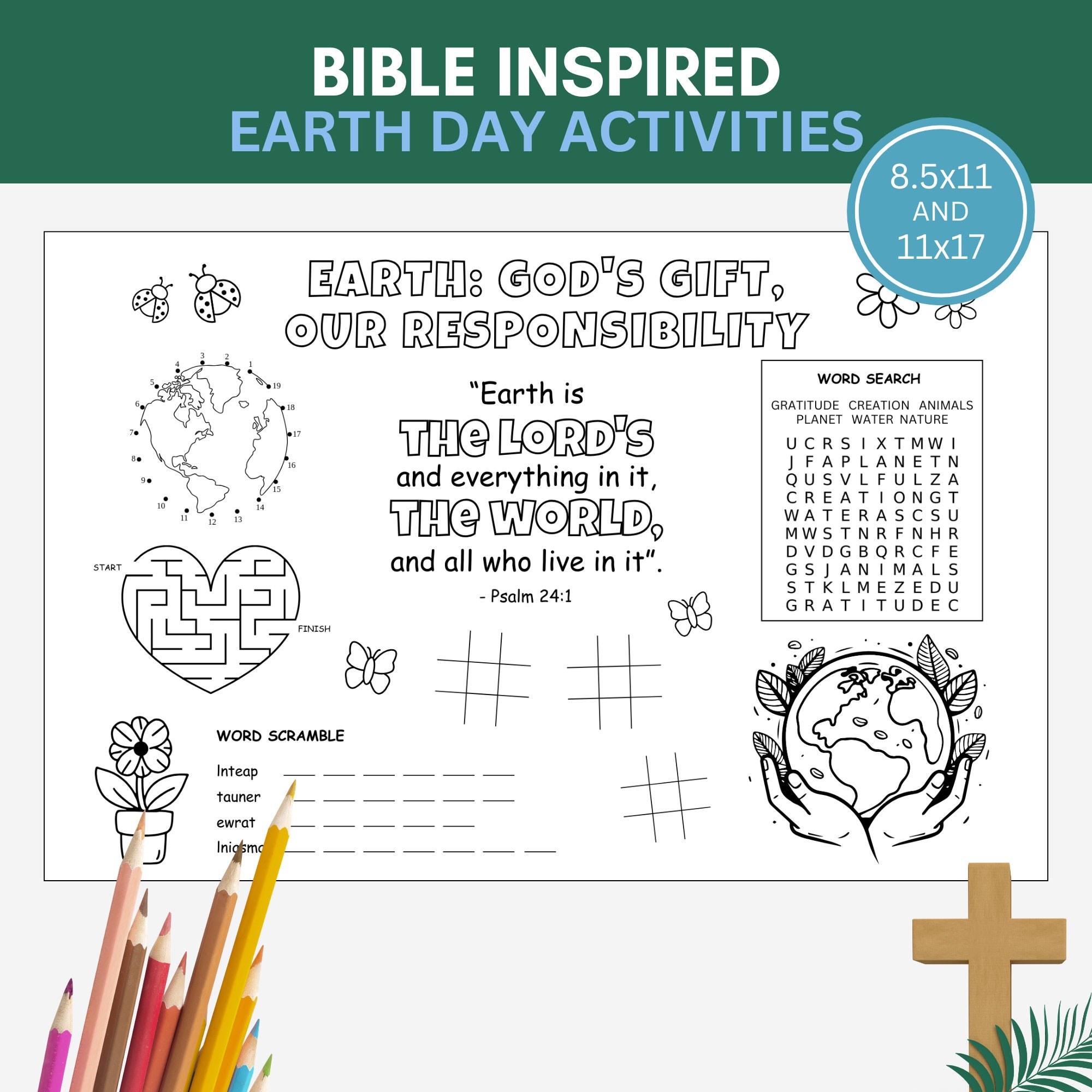 Earth Day Kids Activity Coloring Pages Crafts Verse Scripture ...