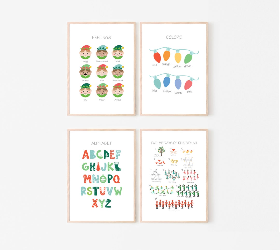 Christmas Kids Wall Art Room Decor Educational Bedroom Playroom ...