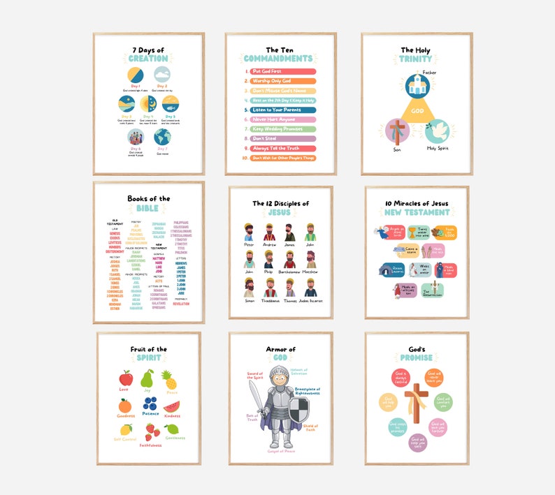 Kids Bible Verse Poster, Ten Commandments, Sunday School Decor (digital ...