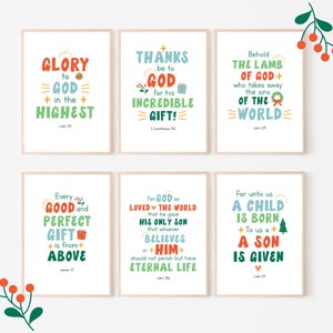 Christmas Bible Verse Printable Scripture Kids Wall Art Posters Church ...