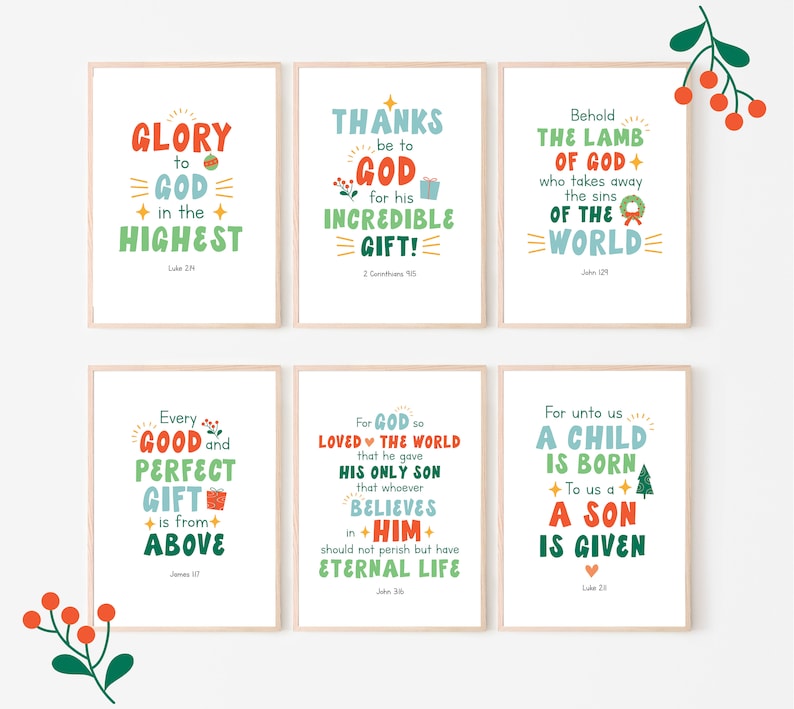 Christmas Kids Bible Verse Nativity Scripture Posters - Etsy