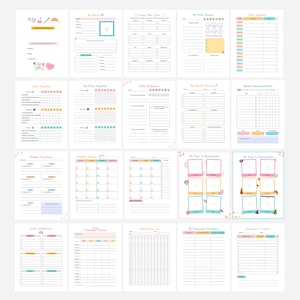 Kids Teens Journal Planner Printable Calendar Habit Sleep Moods Goals ...