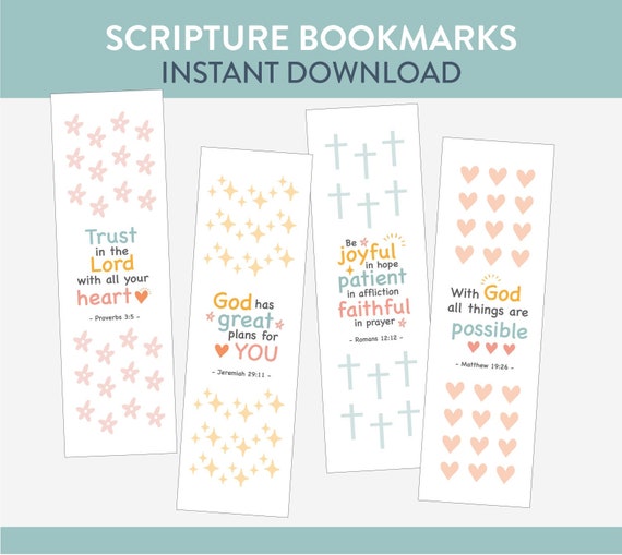 Kids Bible Verse Scripture Bookmarks Church Sunday School - Etsy
