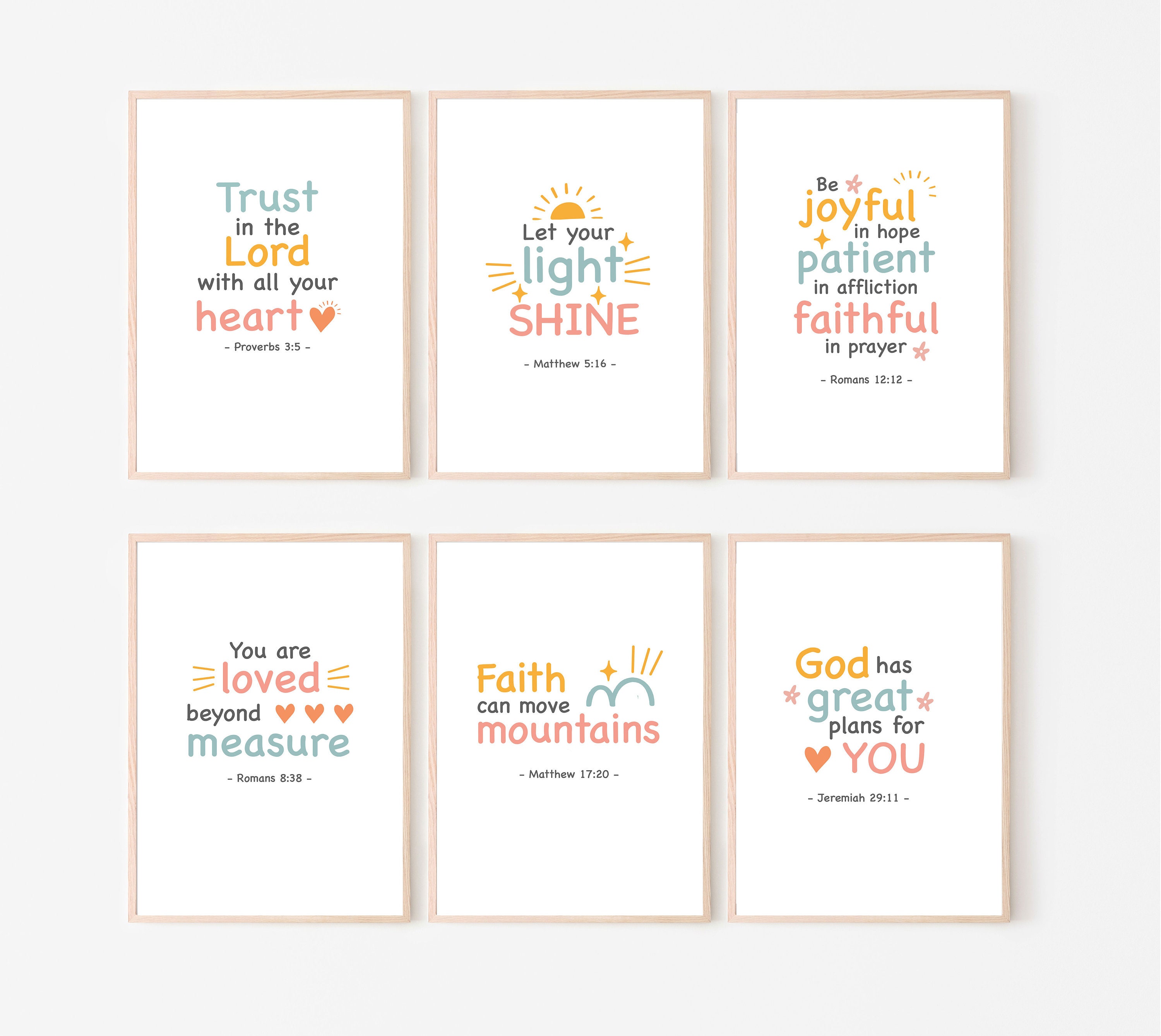 Bundle Kids Bible Verse Wall Art Scripture Learning - Etsy