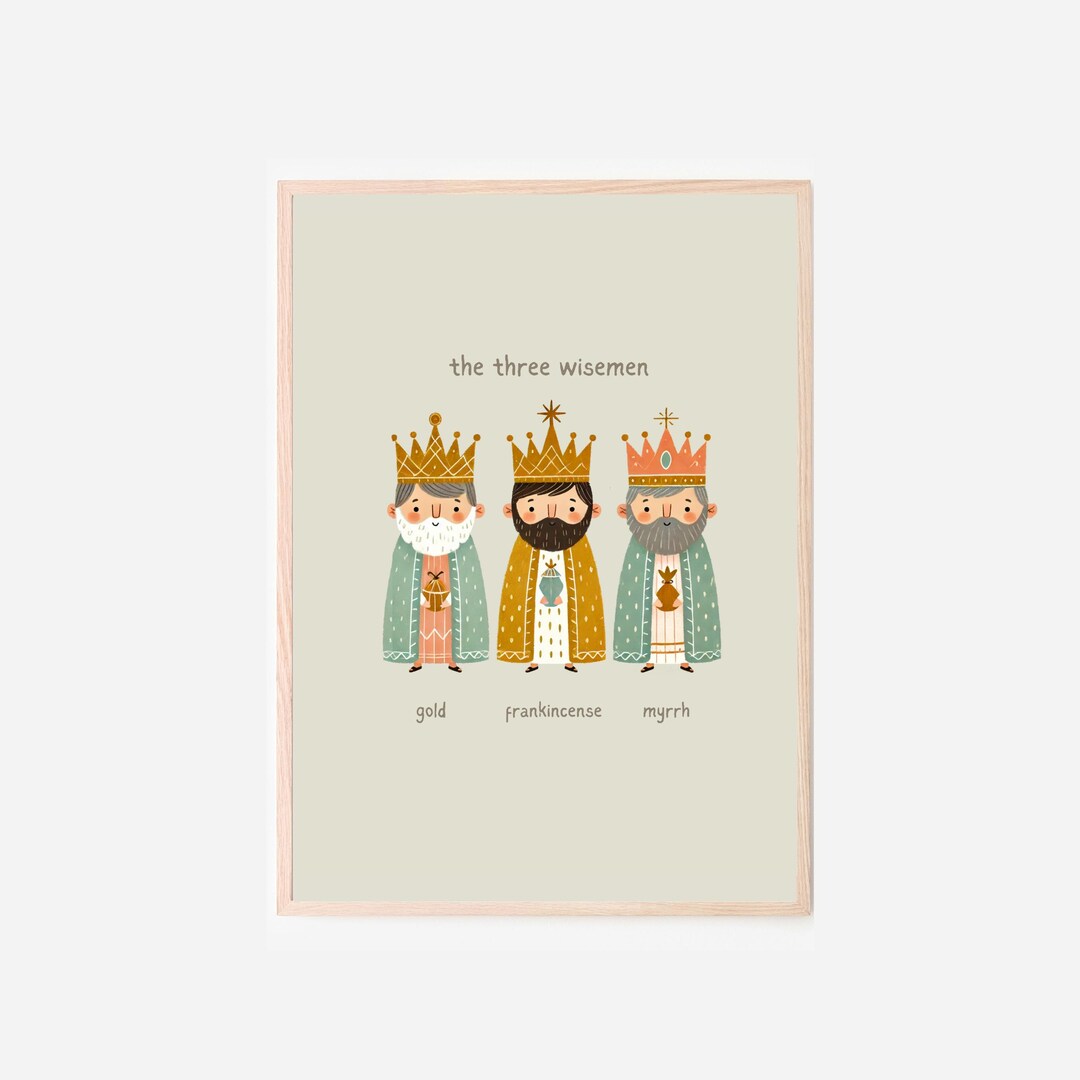 Christmas Nativity 3 Wisemen Kids Whimsical Wall Art Scripture Posters ...