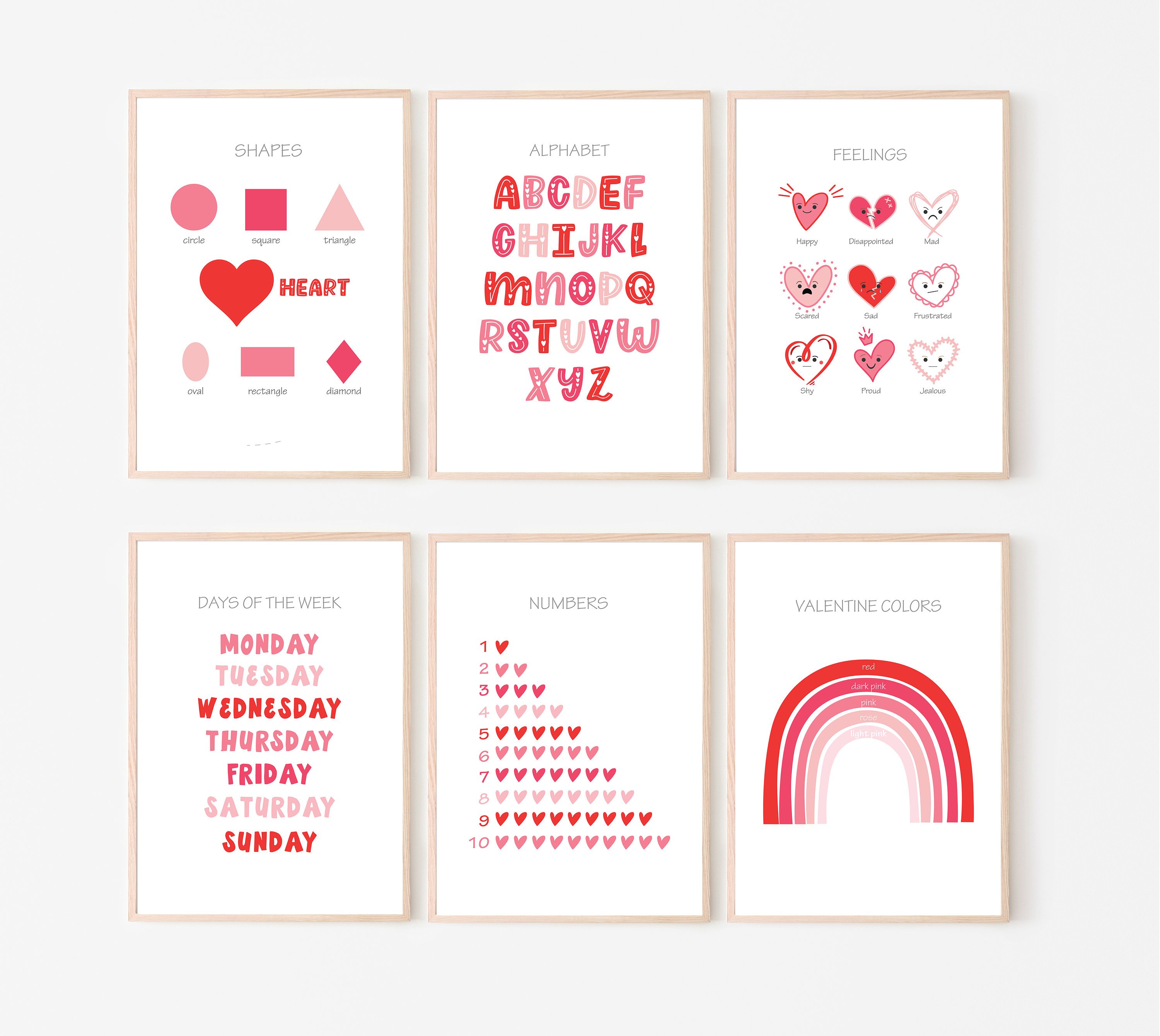 Valentine's Day Kids Wall Art Room Decor Educational Prints Posters ...