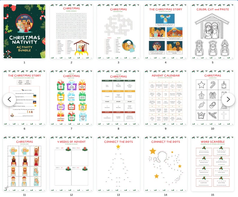 Kids Nativity Christmas Activities Worksheets Sunday School Home School ...