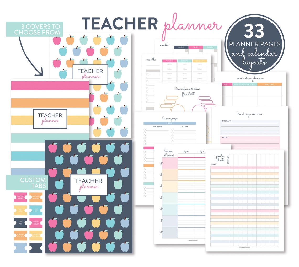 Teacher Planner Printable Calendar Planning Curriculum | Etsy