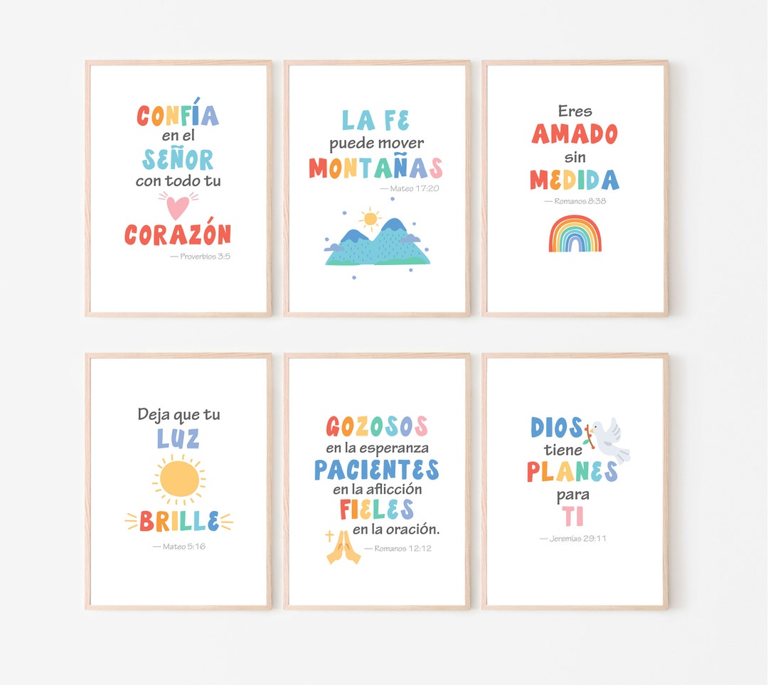 Spanish Kids Bible Verse Wall Art Scripture Posters Church - Etsy