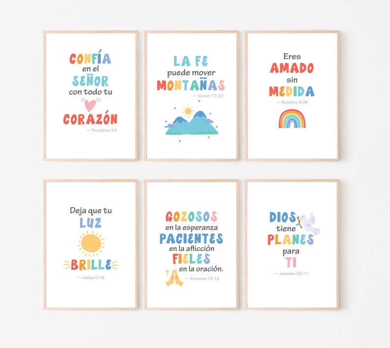 Spanish Kids Bible Verse Wall Art Scripture Posters Church - Etsy