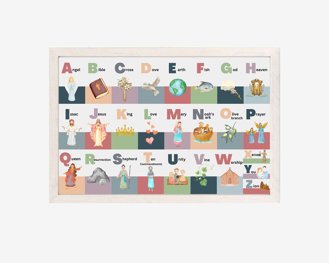 Kids Bible Alphabet, 11x17 Wall Art, Scripture Posters, Church, Sunday ...