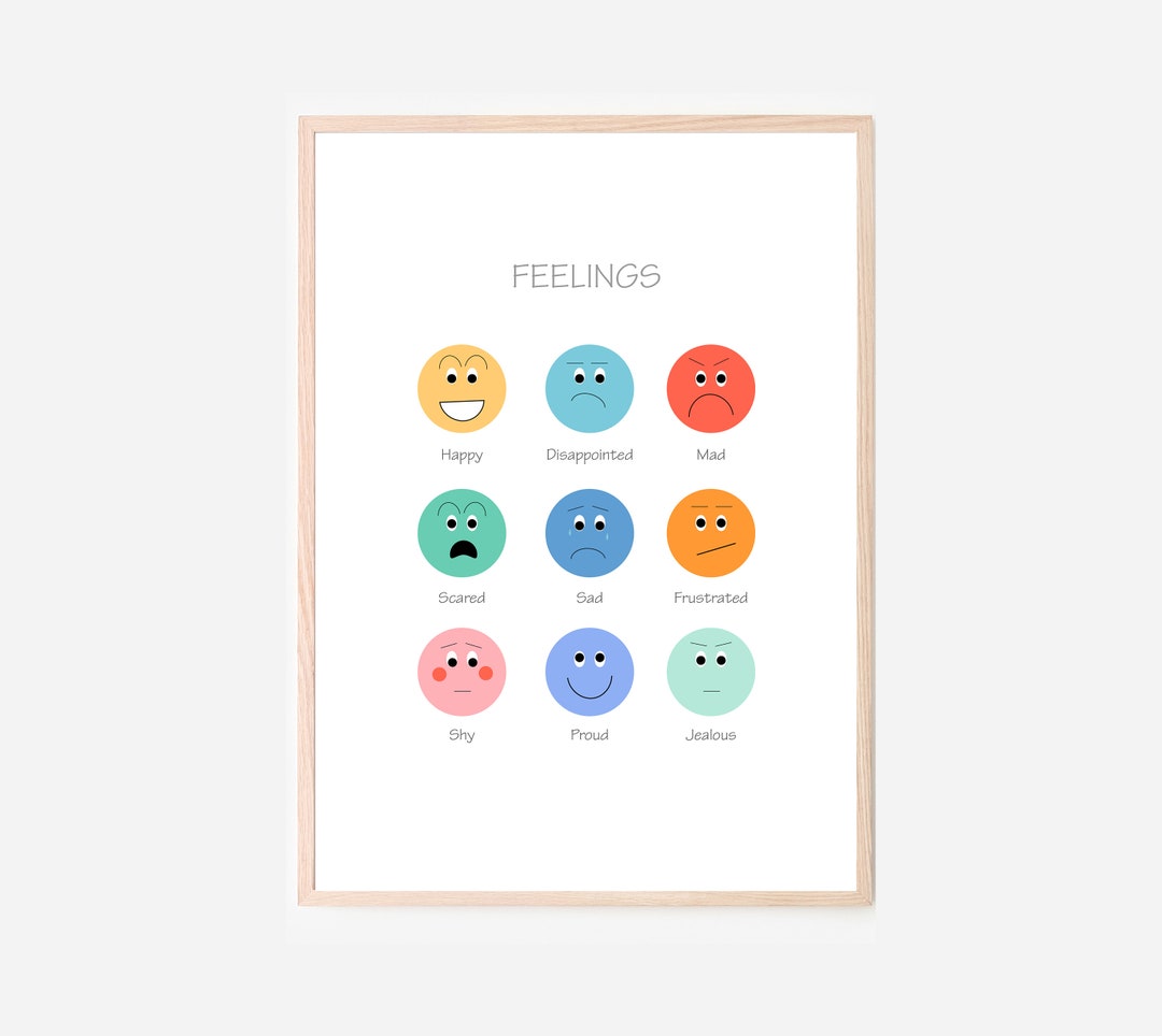 Feelings, Emotions Kids Wall Art Room Decor Educational Poster for ...