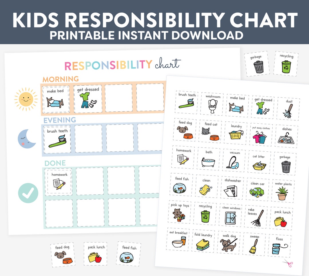 Kids Responsibility Chore Chart - Children's Growth Mindset Goals ...