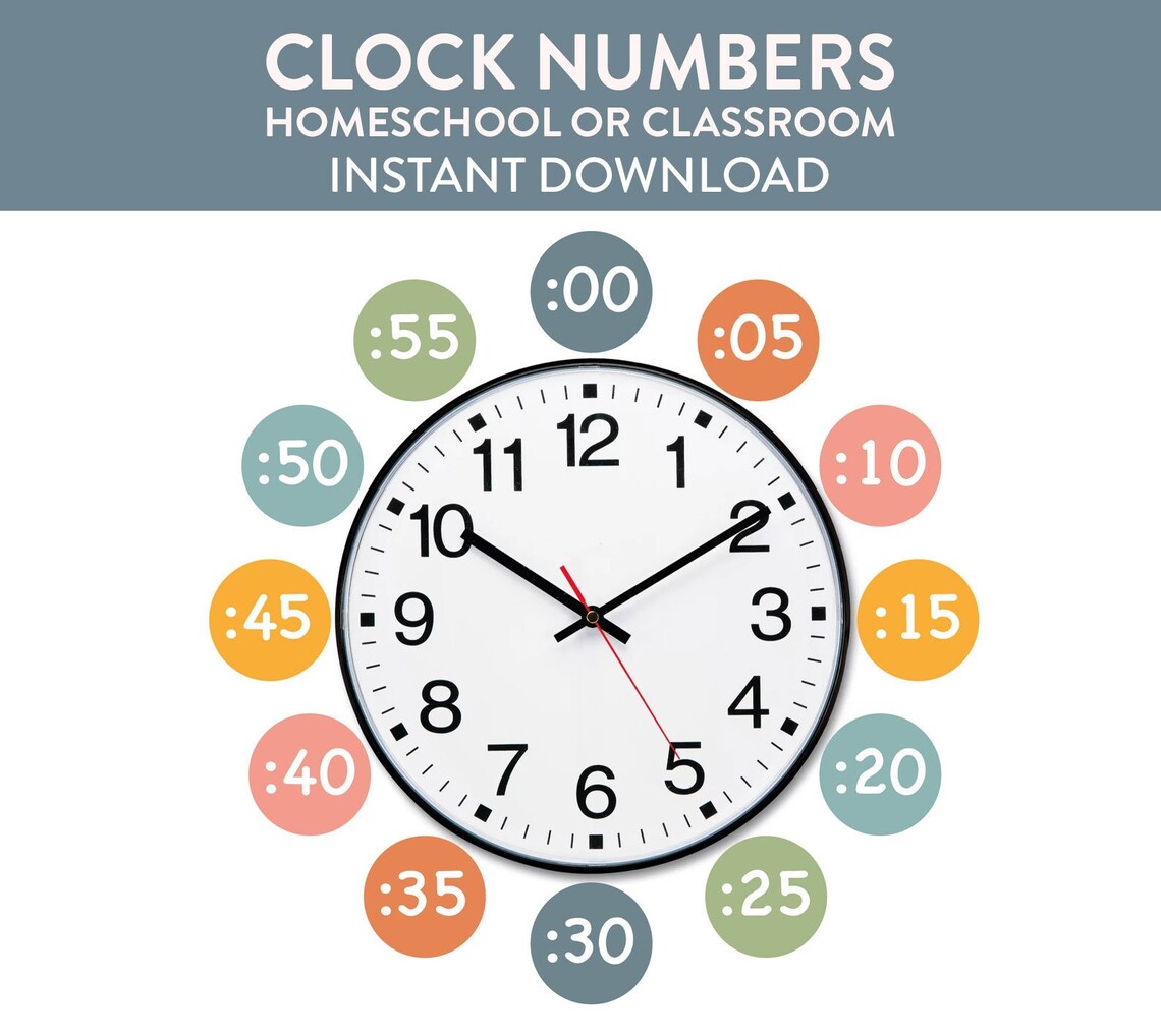 Clock Numbers, Homeschool Classroom Decor (digital Download) - Etsy