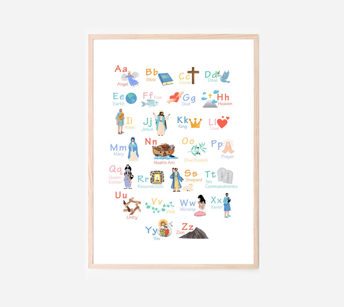 Kids Bible Alphabet Wall Art Scripture Posters Church - Etsy