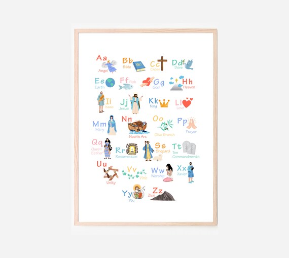 Kids Bible Alphabet Wall Art Scripture Posters Church - Etsy