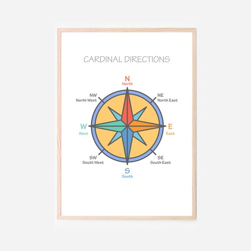 Compass Cardinal Directions NESW Wall Art Kids Posters - Etsy