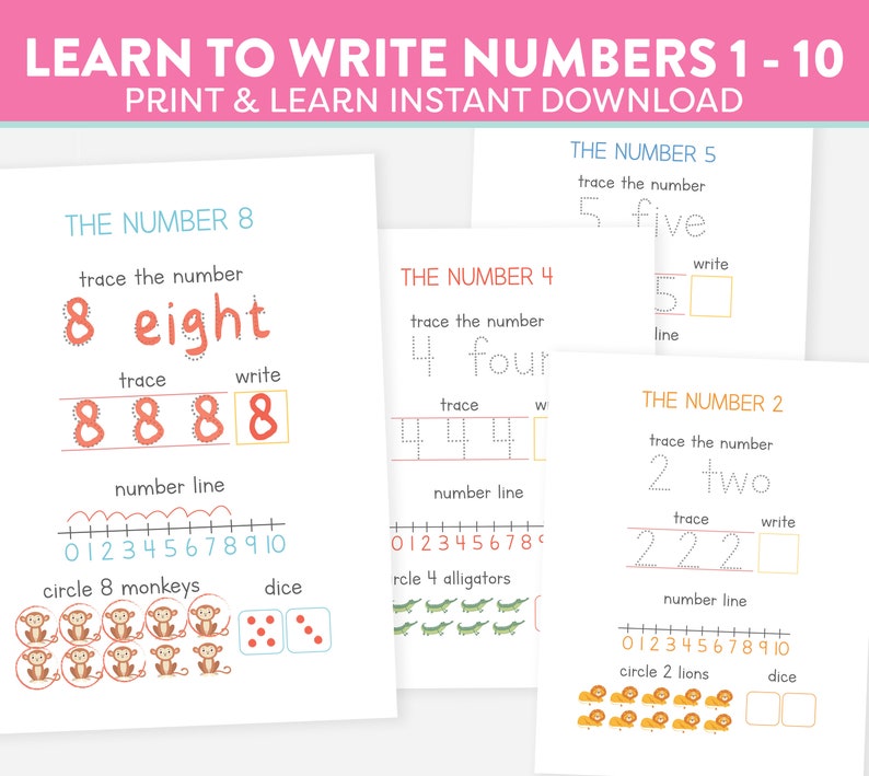 Numbers Printable Kids Worksheet for Kindergarten First Grade - Etsy
