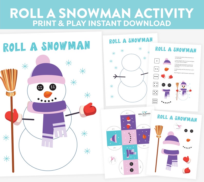 Roll a Snowman Game Kids Fun Winter Snow Creative Activity - Etsy