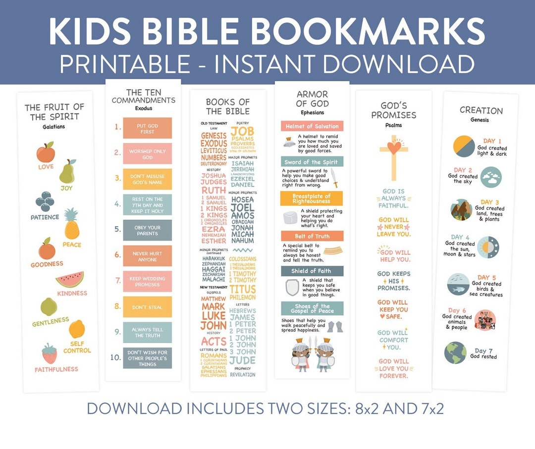 Books of the Bible Verse 10 Ten Commandments, Kids Scripture Bookmarks ...