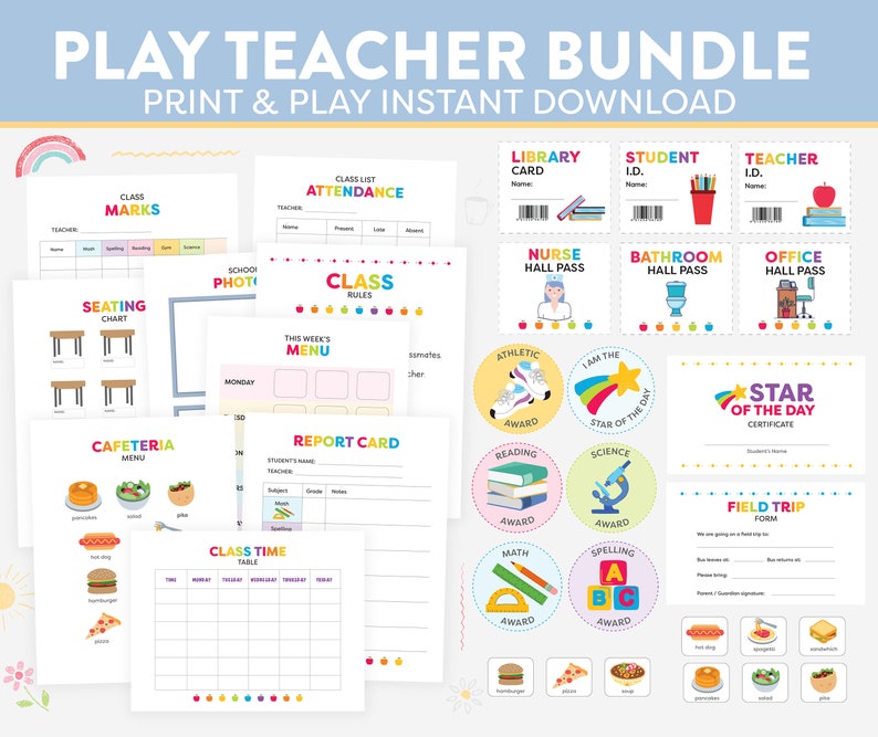 Teacher Pretend Play Set Printable Instant Download Dramatic - Etsy