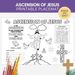 Ascension of Jesus Day Kids Activity Placemat Coloring Pages Crafts ...