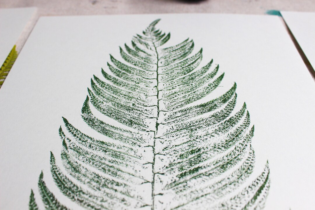 8x10 Forest Green Monoprint of Sword Fern, Unframed - Etsy