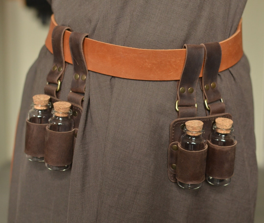 Leather Potion Holders, Bottles for Larp, Steampunk Belt Accessories - Etsy