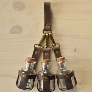 Set of Brown Leather Potion Holders #2 (3 Pieces), Bottles for Larp ...