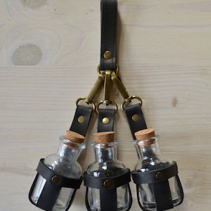 Set of Black Leather Potion Holders #2 (3 Pieces), Bottles for Larp ...