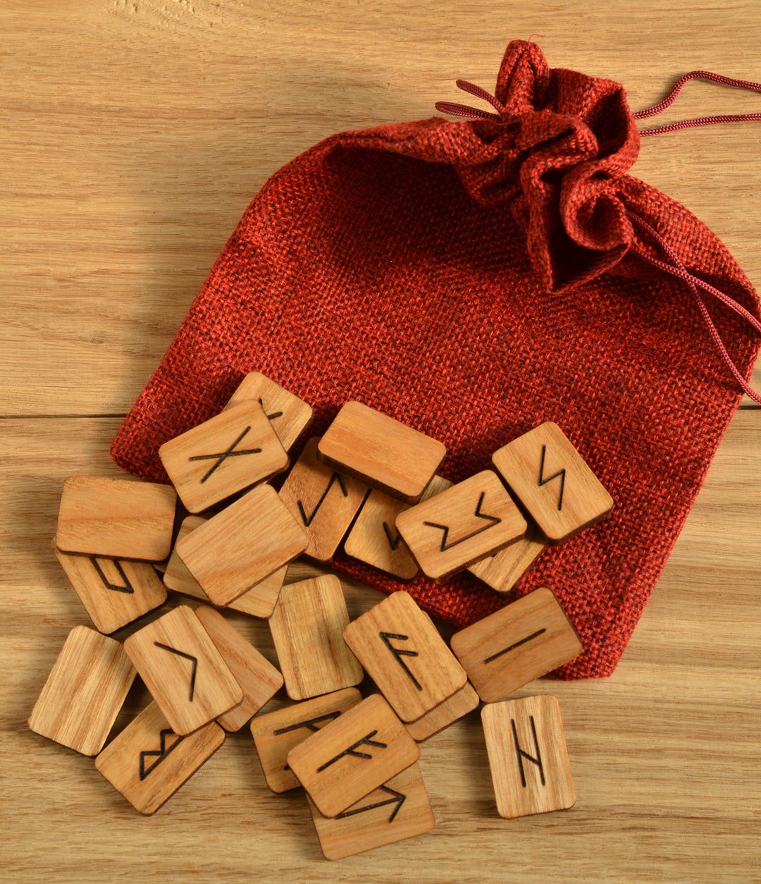 Set of Ash Futhark Runes in a Bag, Runes for Divination, Scandinavian ...