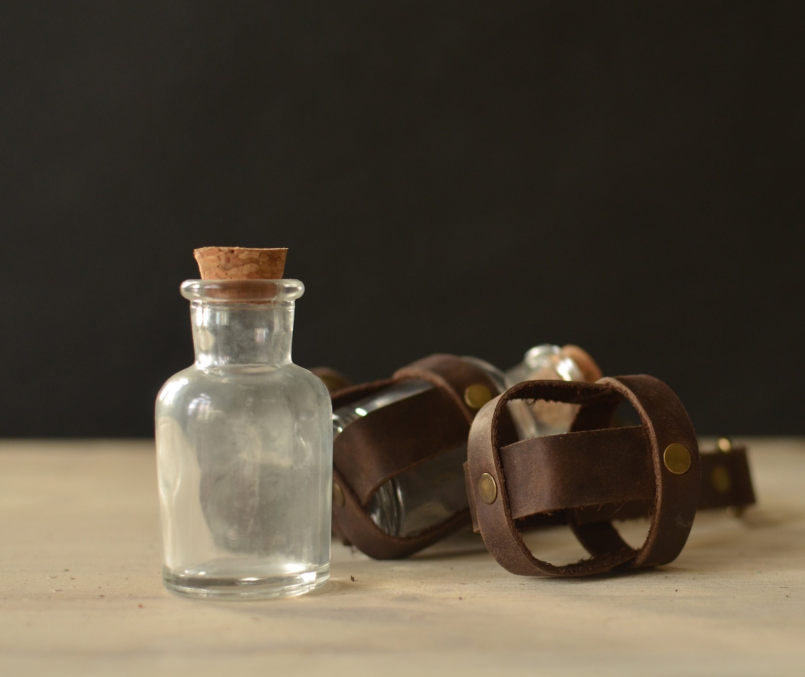 Set of Brown Leather Potion Holders #2 (3 Pieces), Bottles for Larp ...