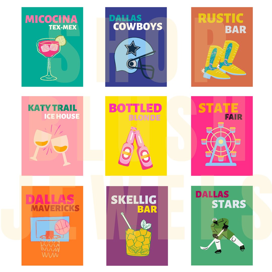Iconic Dallas Spot Prints, Wall Decor Dallas Texas - Etsy