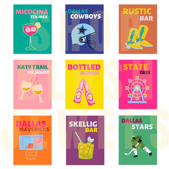 Iconic Dallas Spot Prints Wall Decor Dallas Texas - Etsy